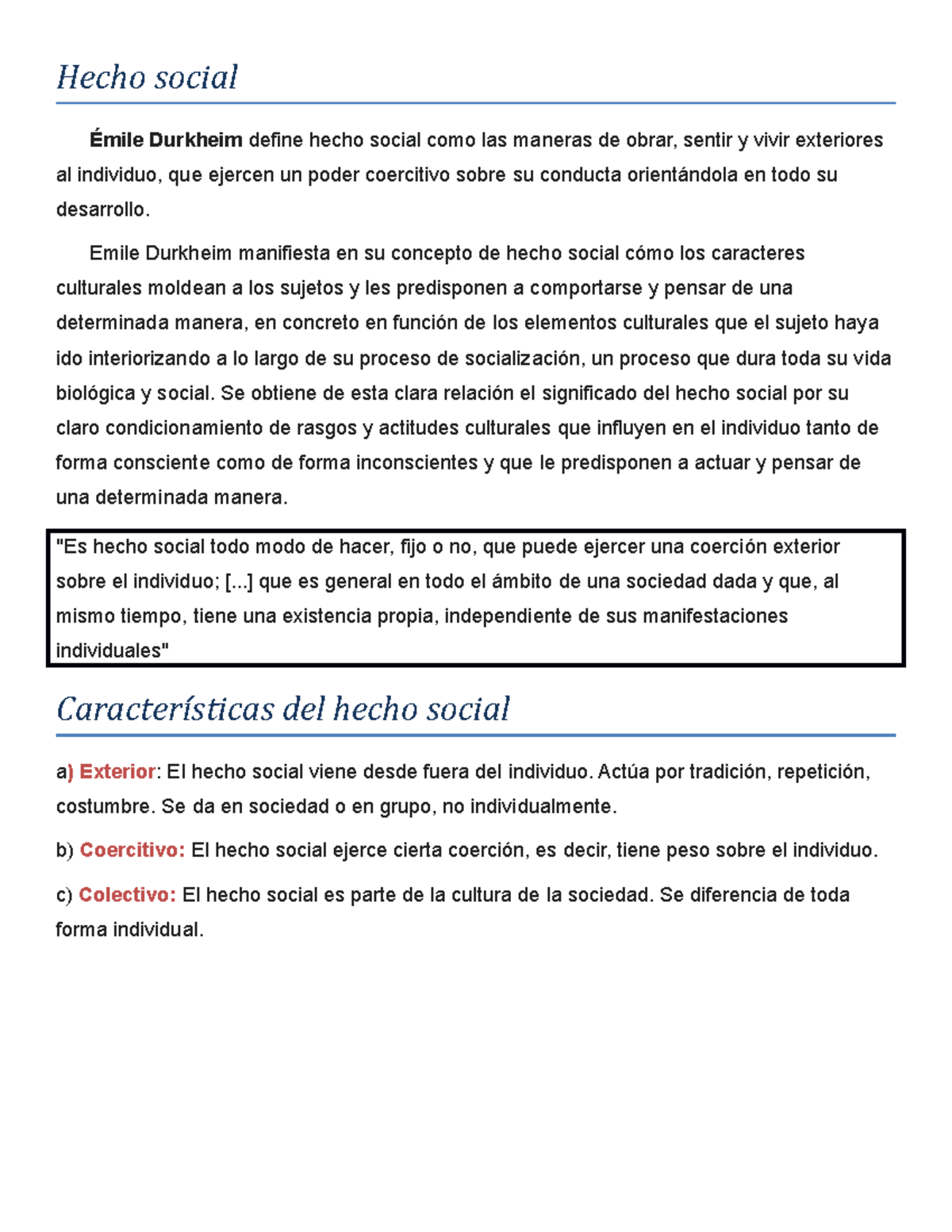 Hecho social - Emile Durkheim manifiesta en su concepto de hecho social ...