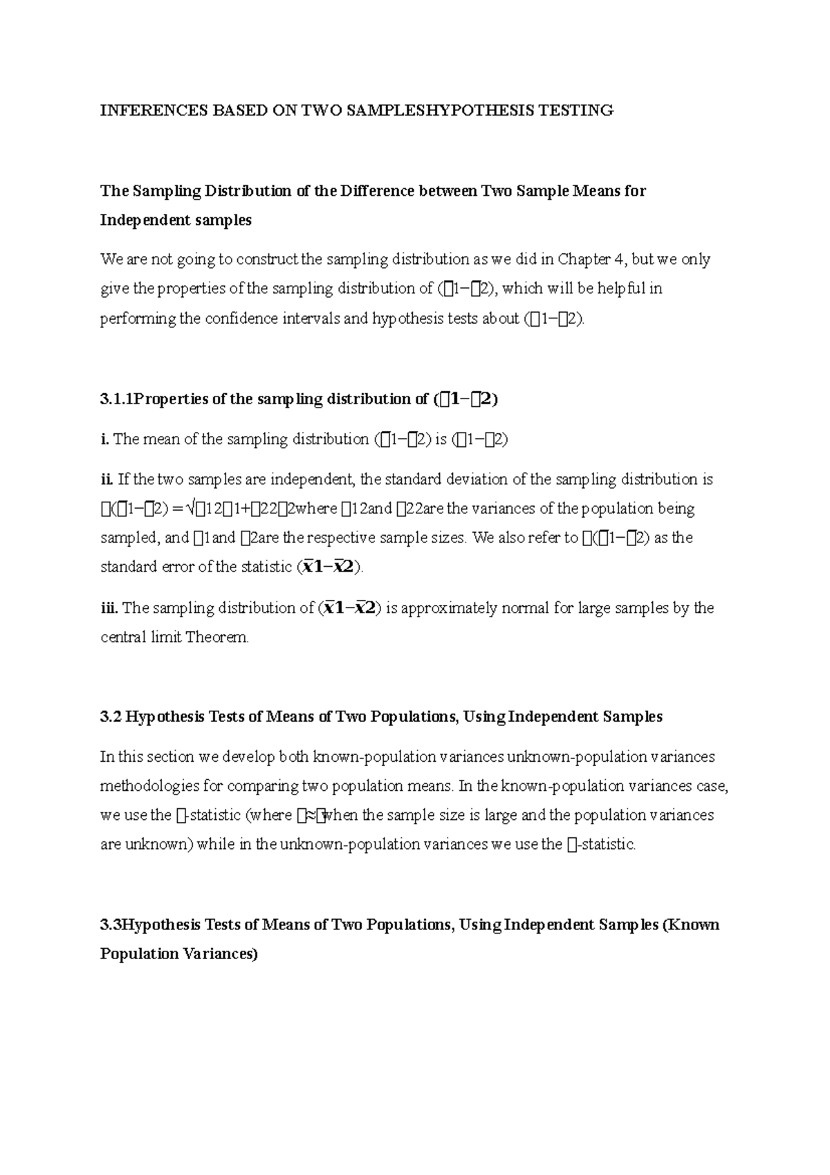 Inferences Based ON TWO Sampleshypothesis Testing - INFERENCES BASED ON ...