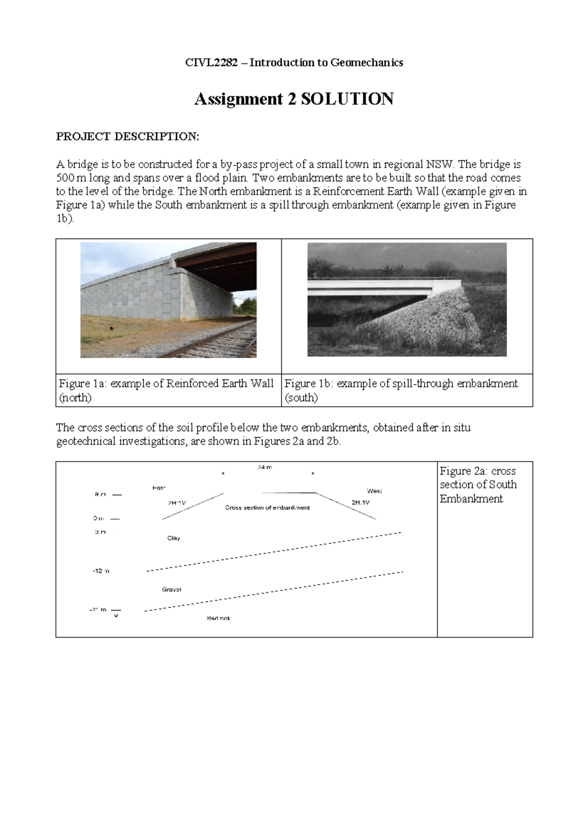 2018-Assignment 2-Solution - 2282 - CIVL2282 – Introduction to Geomechanics Assignment 2 ...