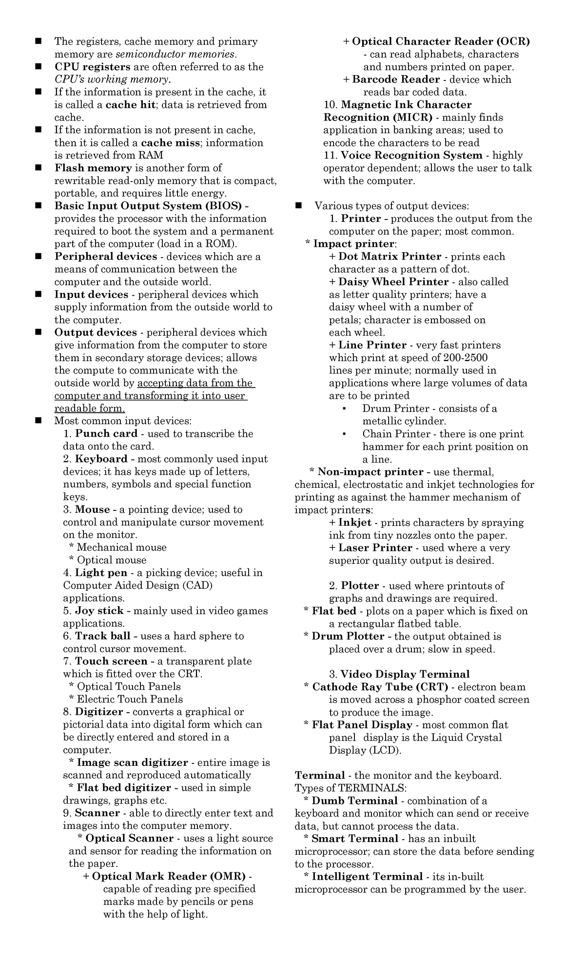 ES 109 Midterm Reviewer - The registers, cache memory and primary memory are semiconductor - Studocu