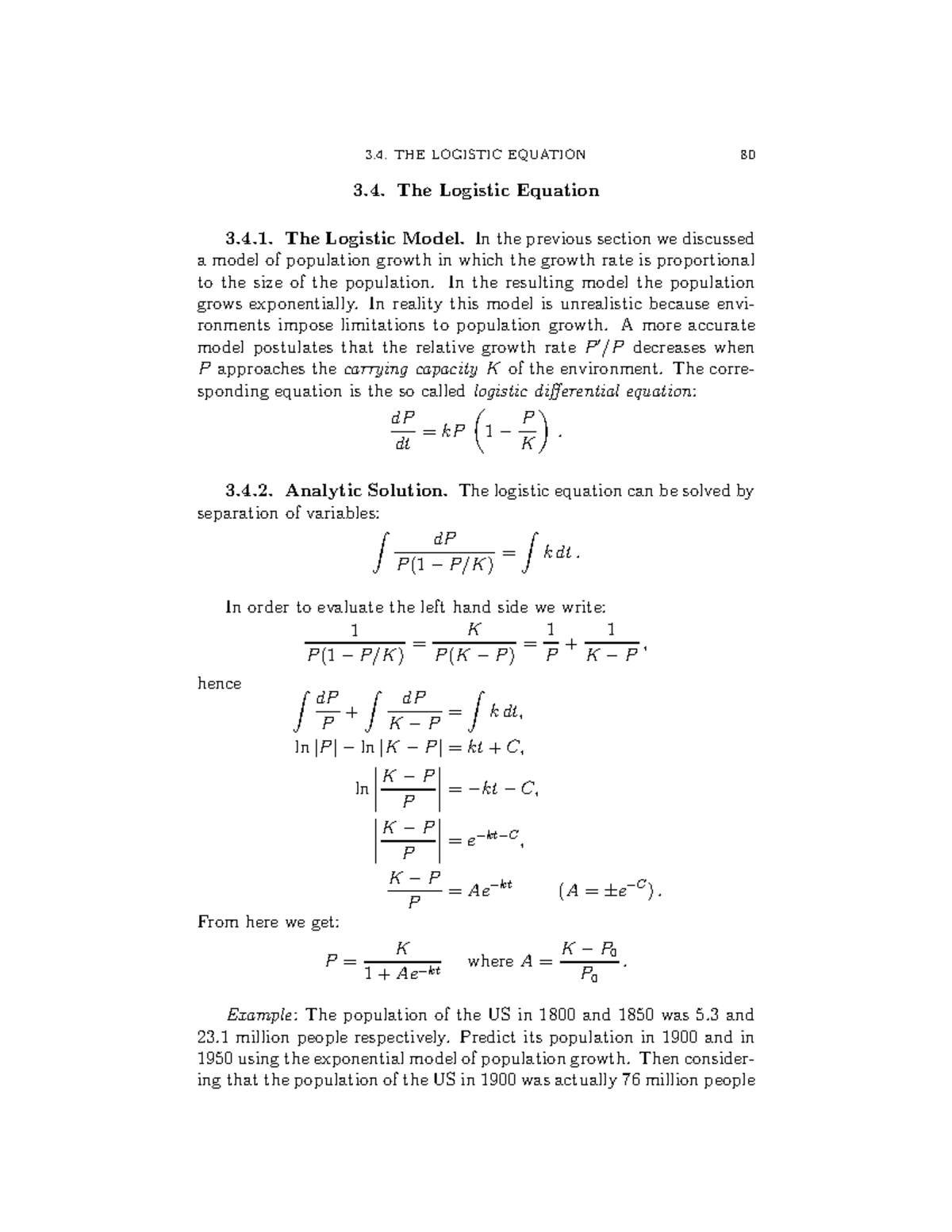 3 4 The Logistic Equation THE LOGISTIC EQUATION 80 The Logistic