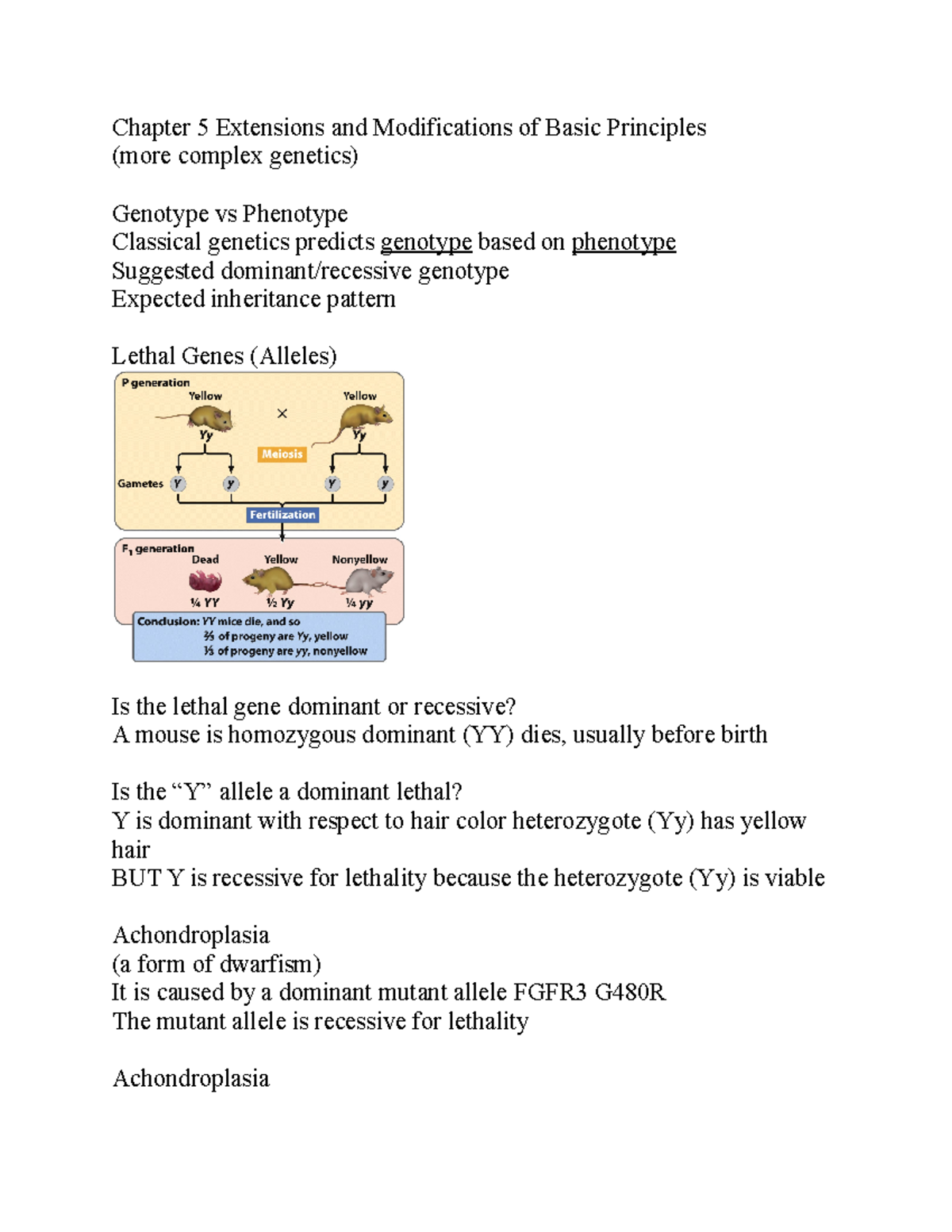 Genetics notes jan 25 - Chapter 5 - Chapter 5 Extensions and ...