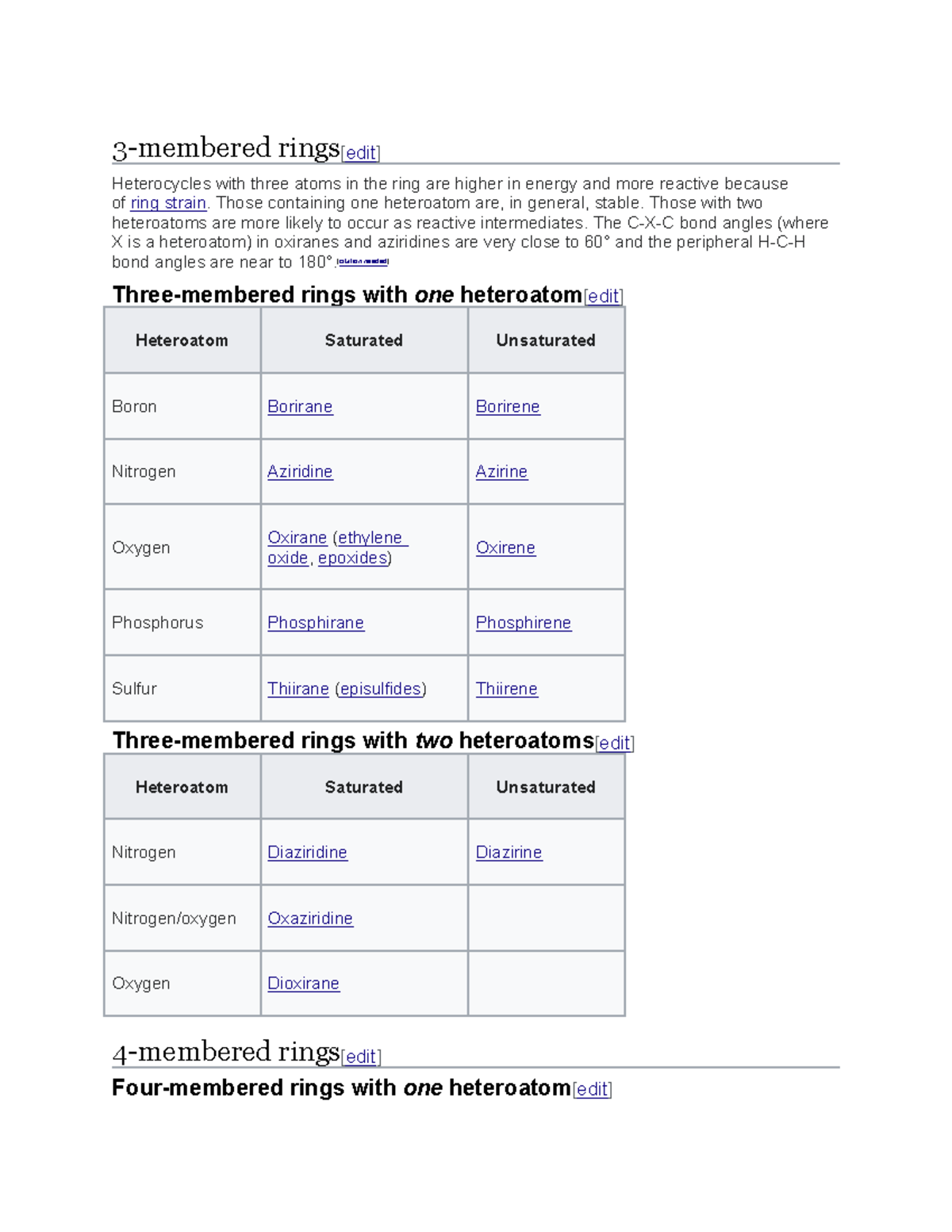 2. Heterocyclic compounds - 3-membered rings[edit] Heterocycles with ...