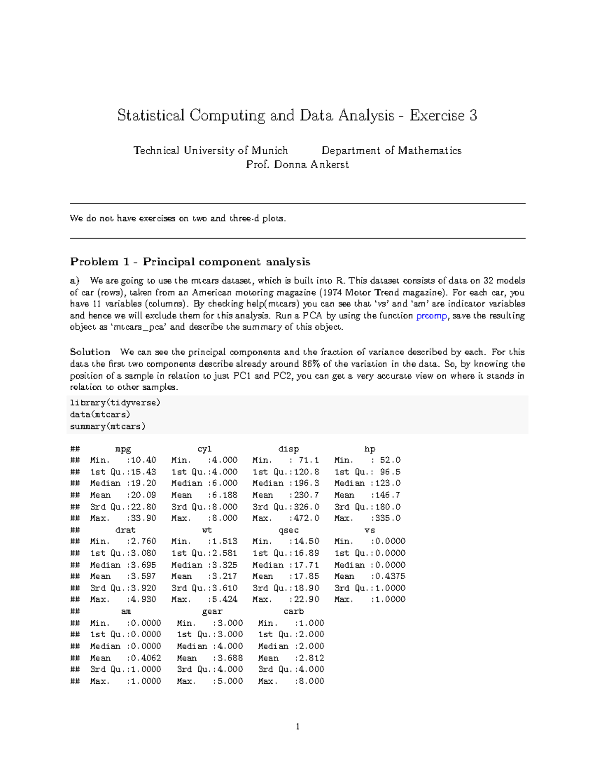 Solutions 3 - Study Material Summer Semester - Statistical Computing ...