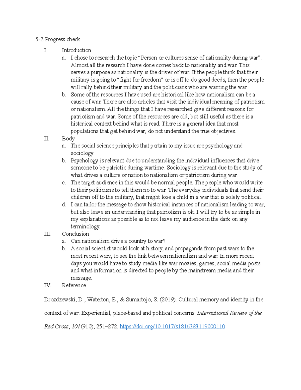 5-2 project one - 5-2 Progress check I. Introduction a. I chose to ...