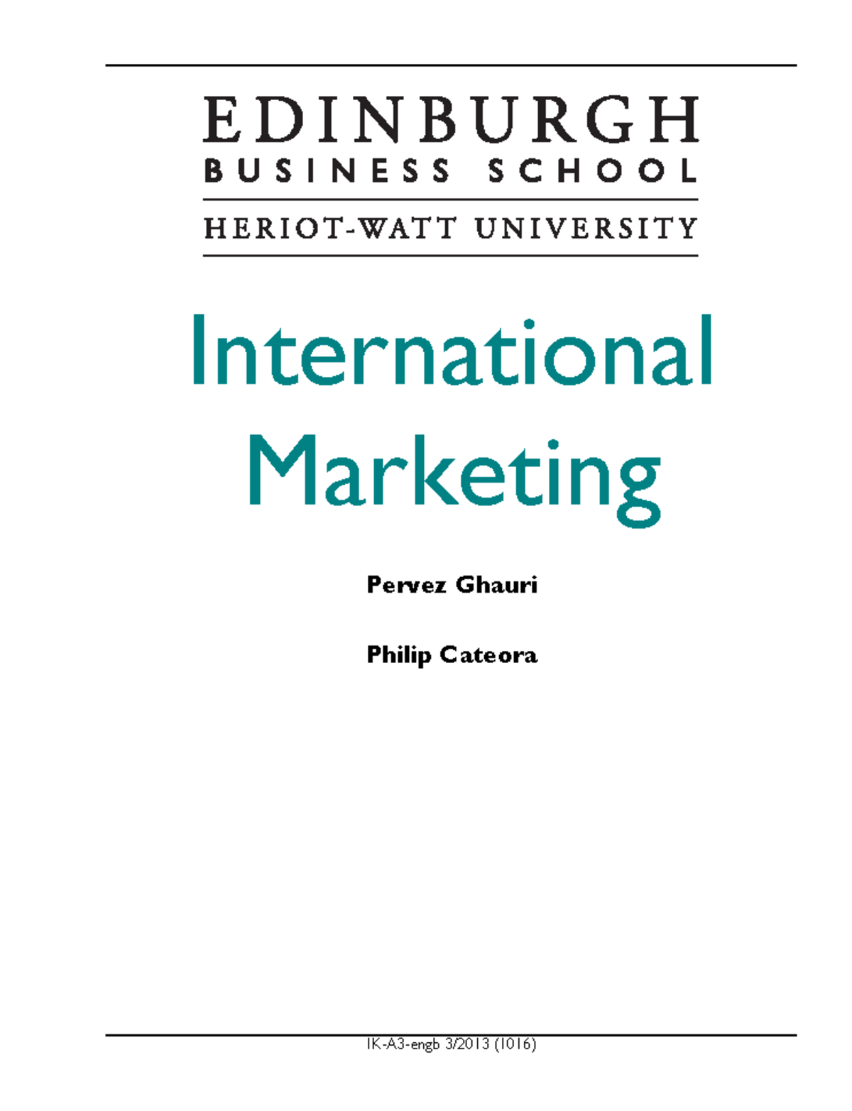 06. International Marketing author Pervez Ghauri and Philip Cateora ...