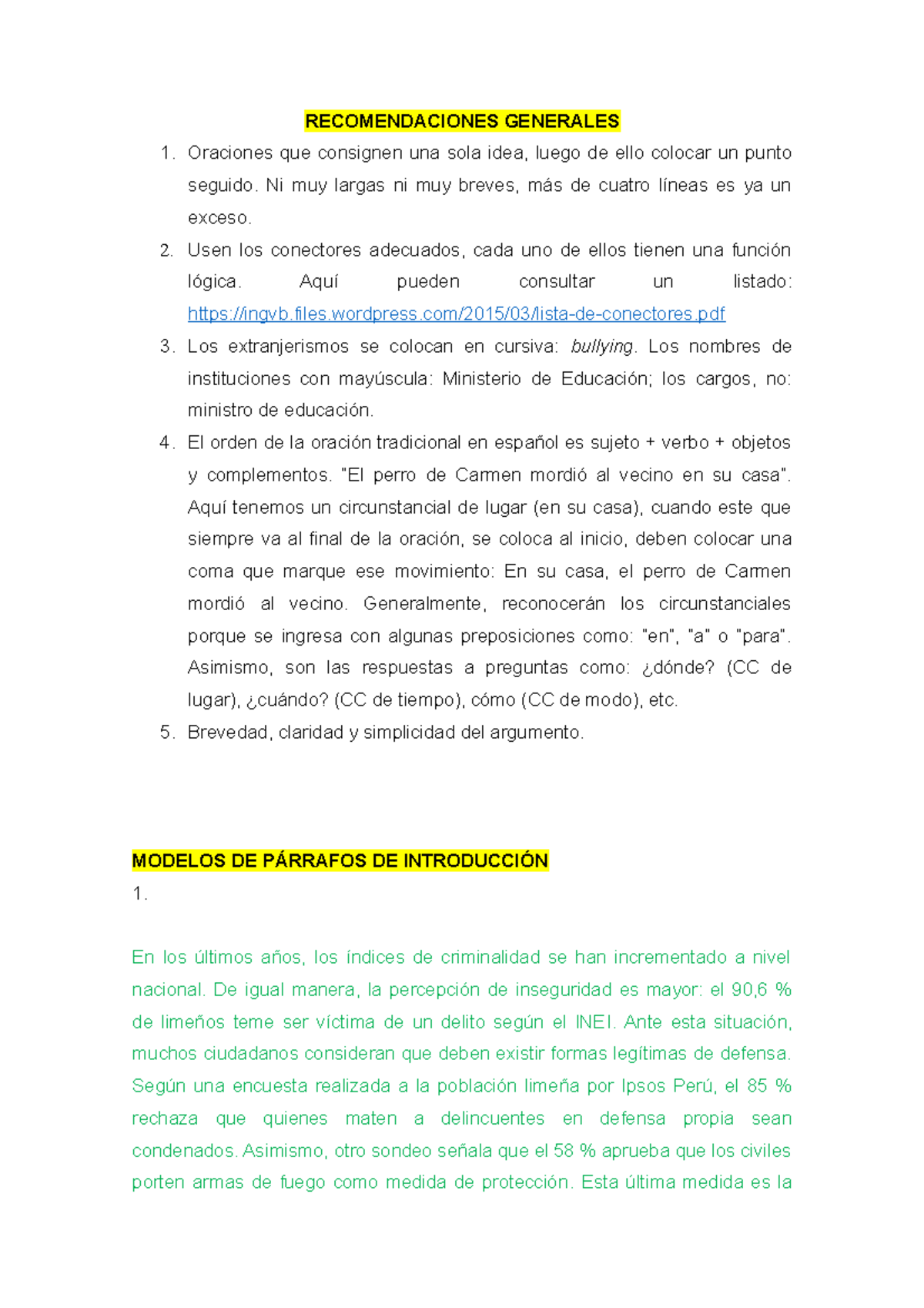 Modelos de párrafos de introducción, desarrollo y cierre TA1 ...