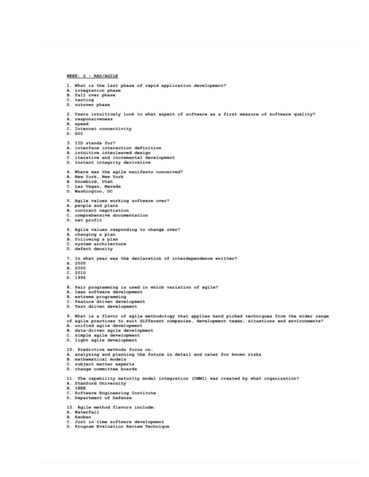 Agile Quiz - Quiz - WEEK: 2 1. What is the last phase of rapid ...