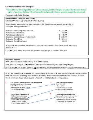 D101 PA Review with answers and formulas - Job order costing- When is ...
