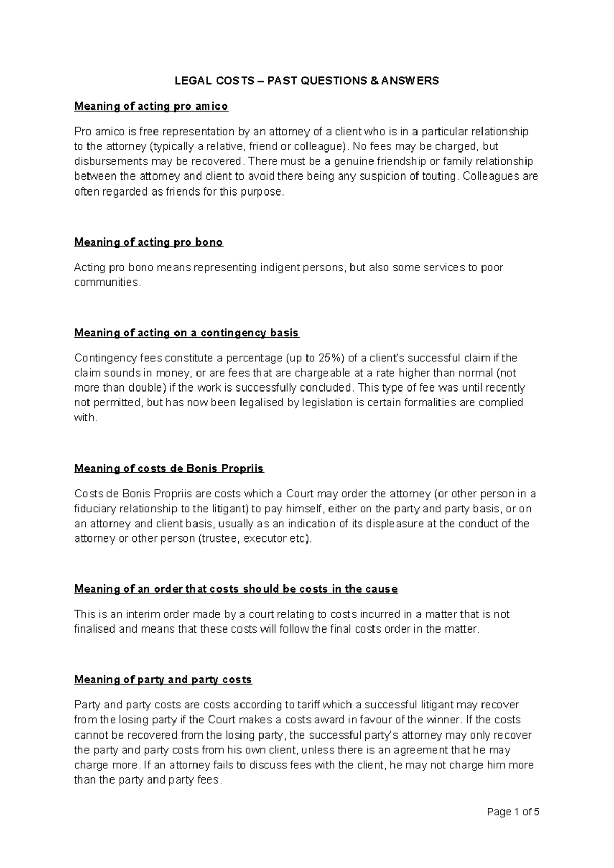 Legal Costs - Notes for law students - LEGAL COSTS – PAST QUESTIONS ...