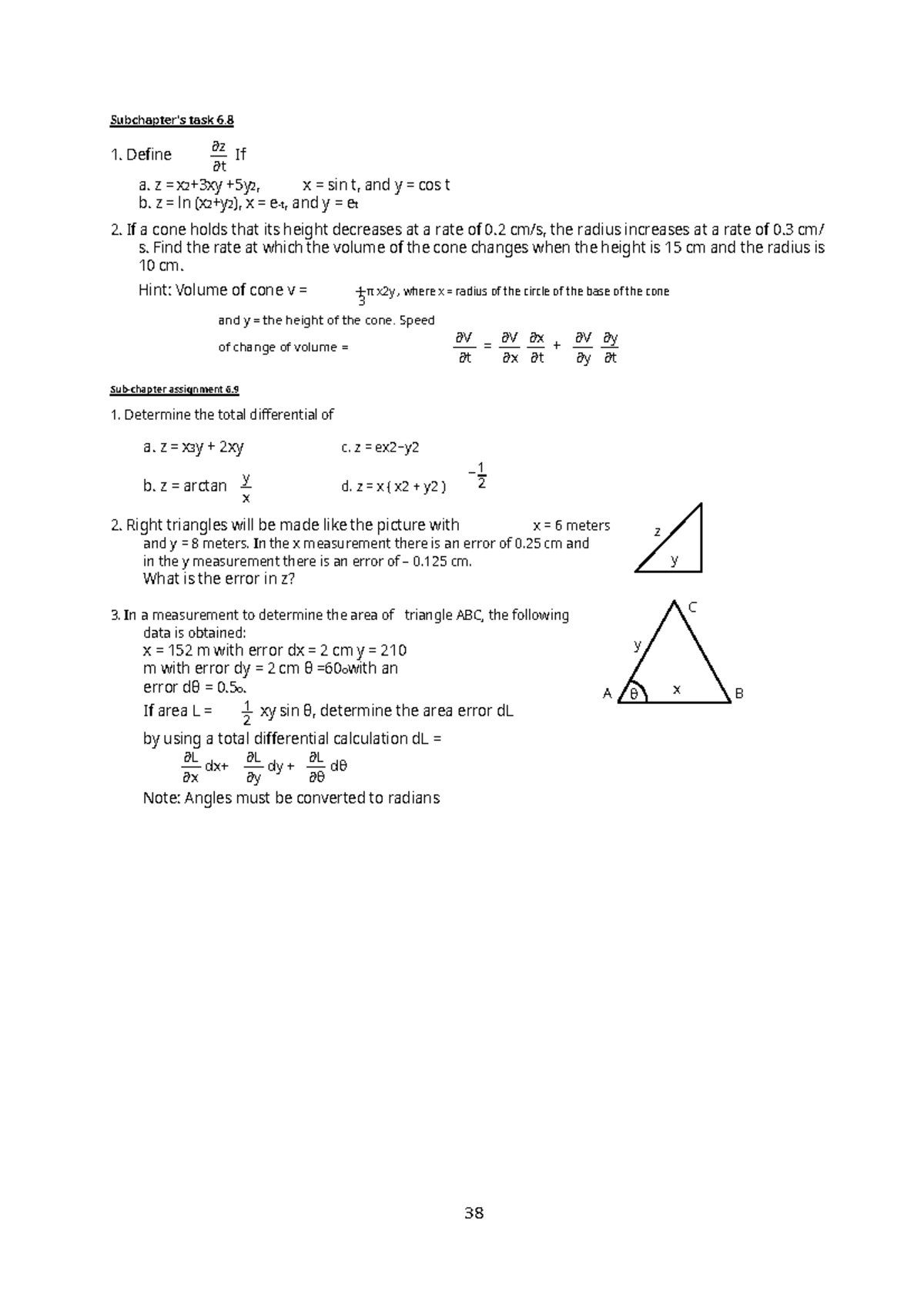 Basic math materials-13 - Subchapter's task 6. ∂z ∂t 1. Define If a. z ...