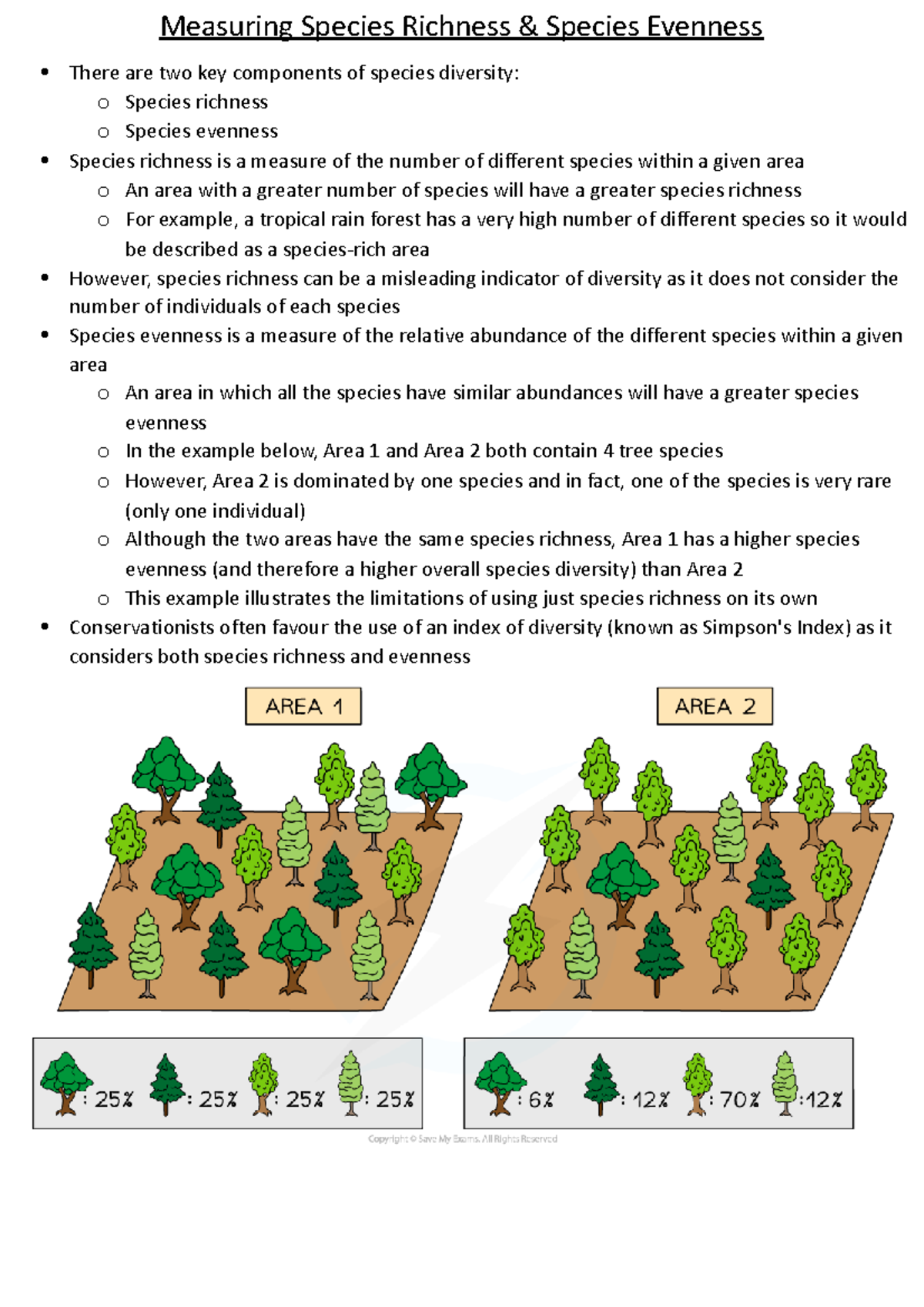 Biodiversity 2 - Notes - Measuring Species Richness & Species Evenness ...