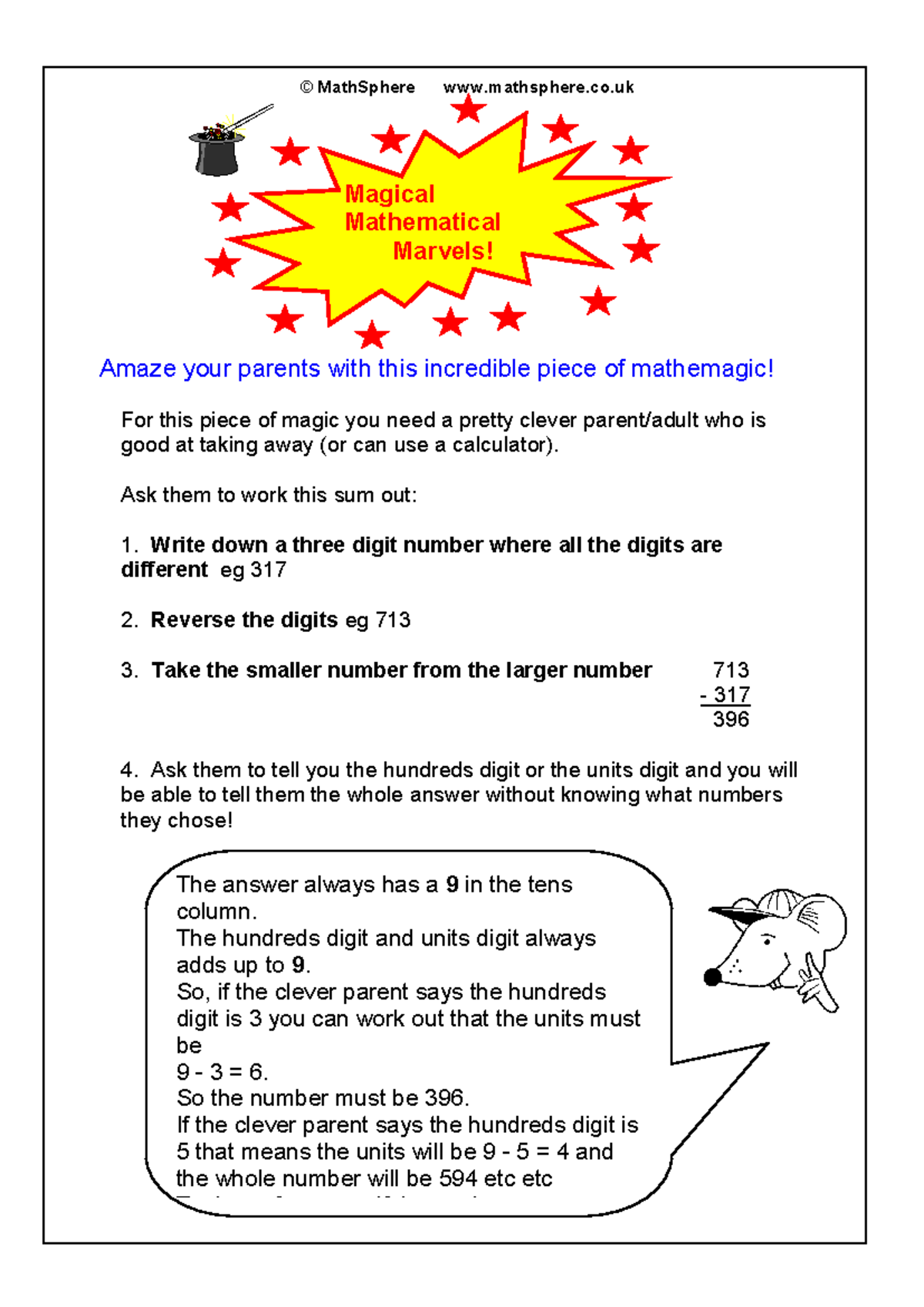 Magic-6 - Simple Math Magic trick - © MathSphere mathsphere.co Amaze ...