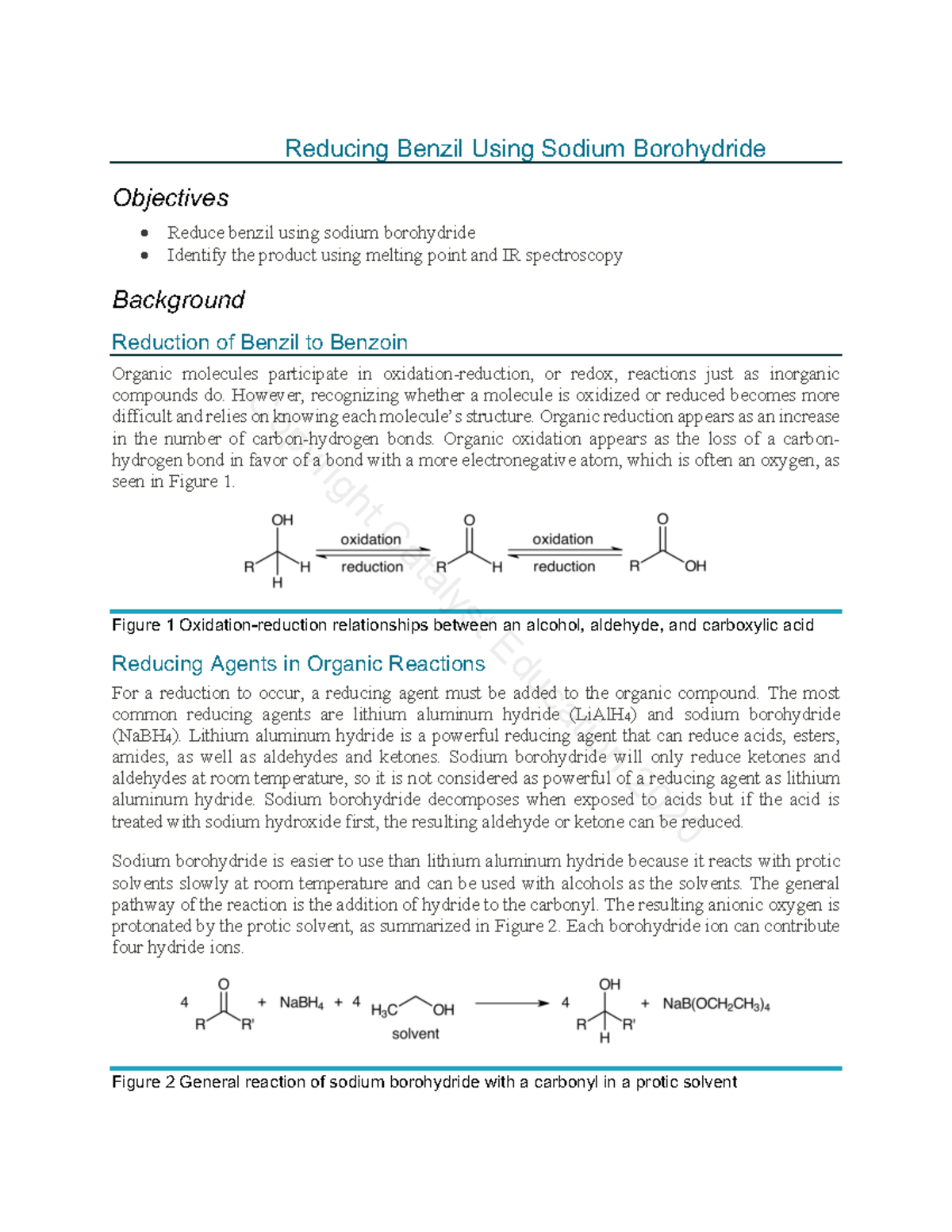 EXP4 - Reducing benzil - Reducing Benzil Using Sodium Borohydride Objectives • Reduce benzil ...