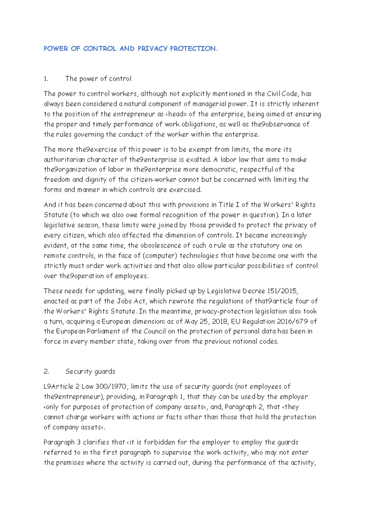 Power OF Control AND Privacy Protection. 12 - POWER OF CONTROL AND ...