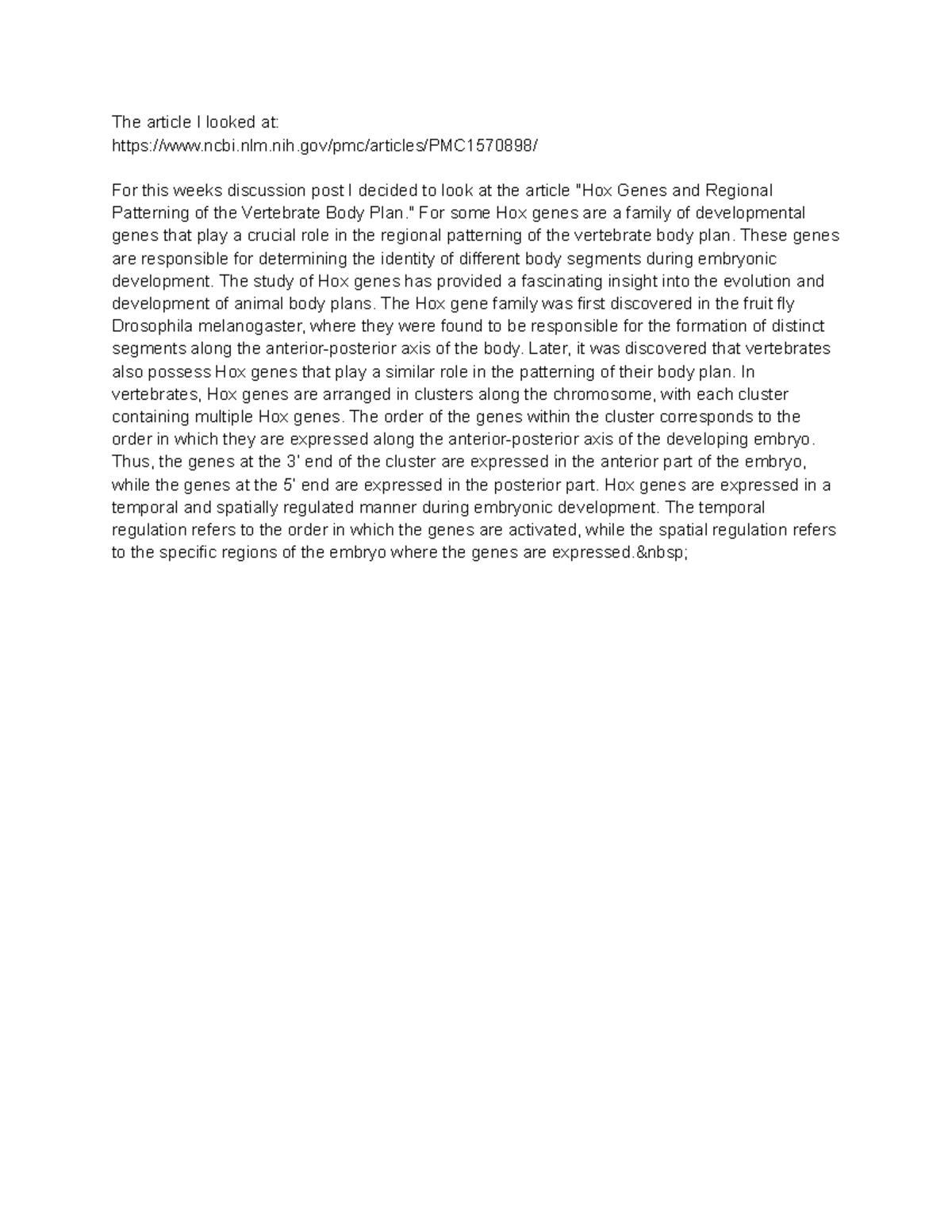 Week 4 CMM 444 - discussion post - The article I looked at: ncbi.nlm ...