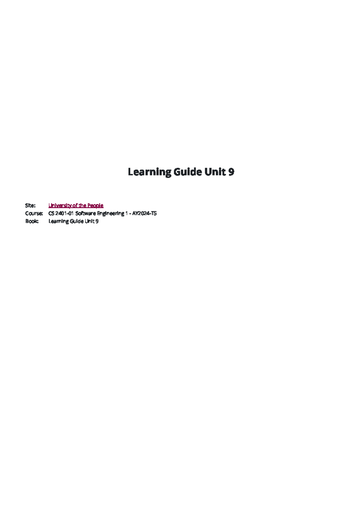 Learning Guide Unit 9 - If a Review Quiz is provided in Unit 9, it is ...