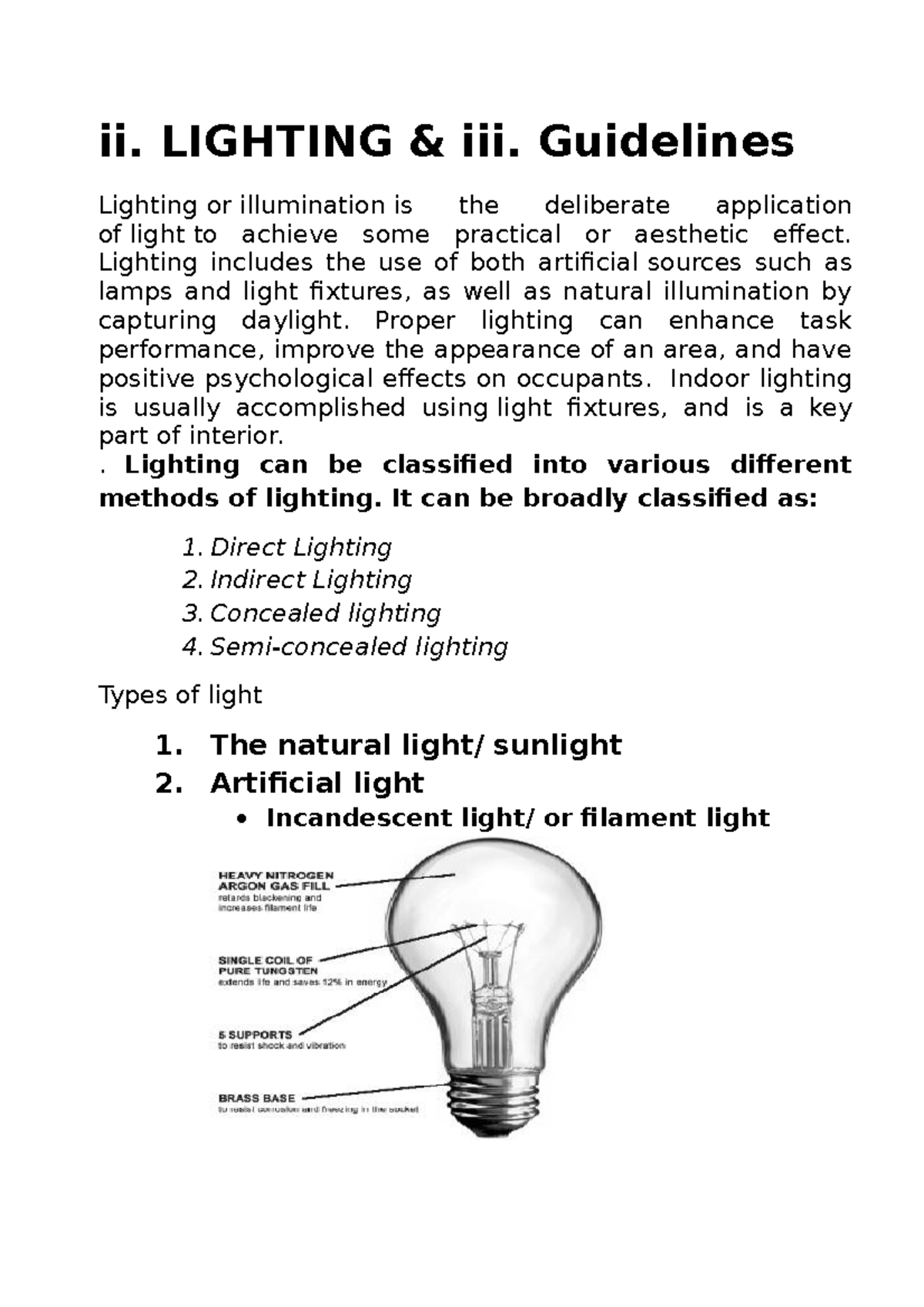 Rsw pr 02 B light - Lecture notes 3 - ii. LIGHTING & iii. Guidelines ...