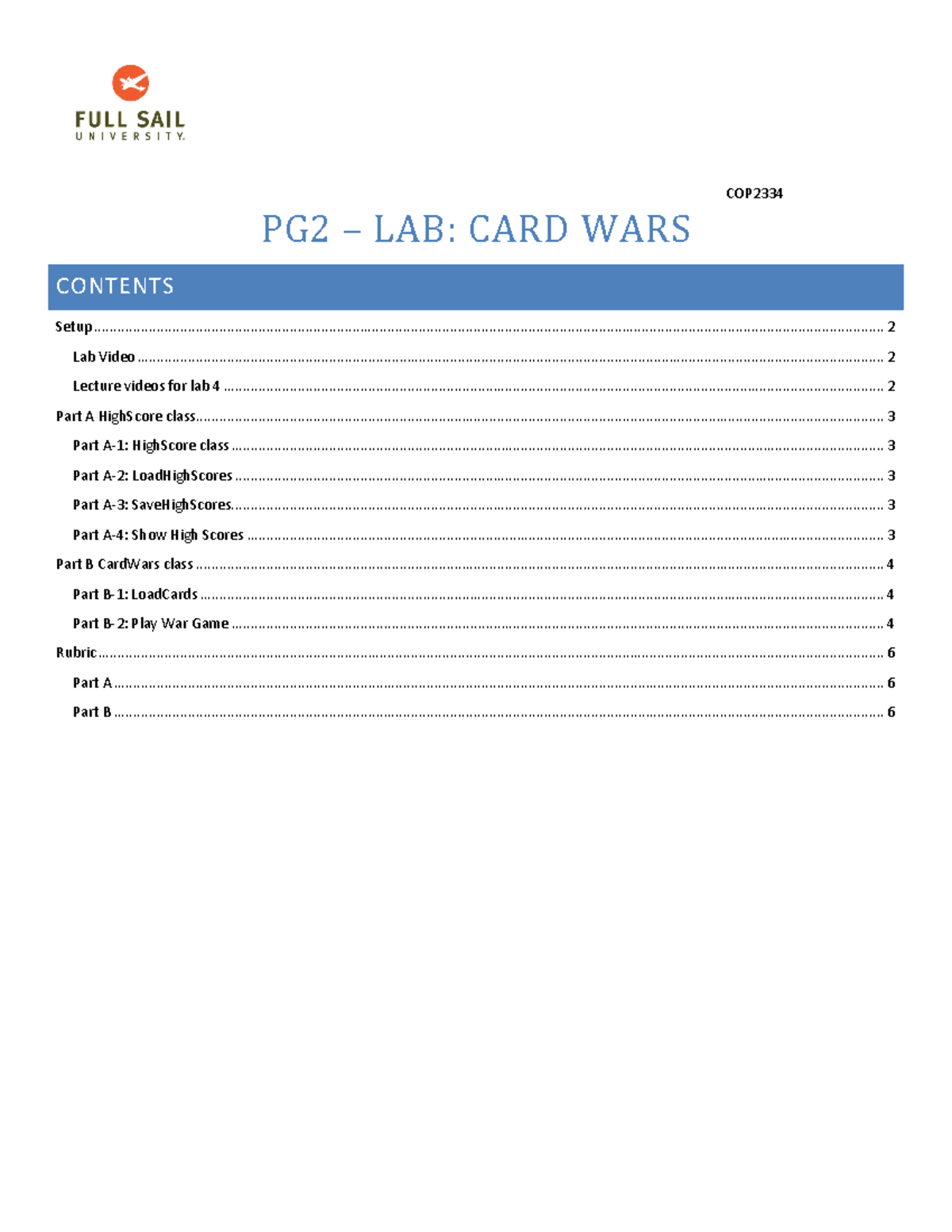 Lab Card Wars - labs4 - PG2 – LAB: CARD WARS Setup CONTENTS Lab Video ...