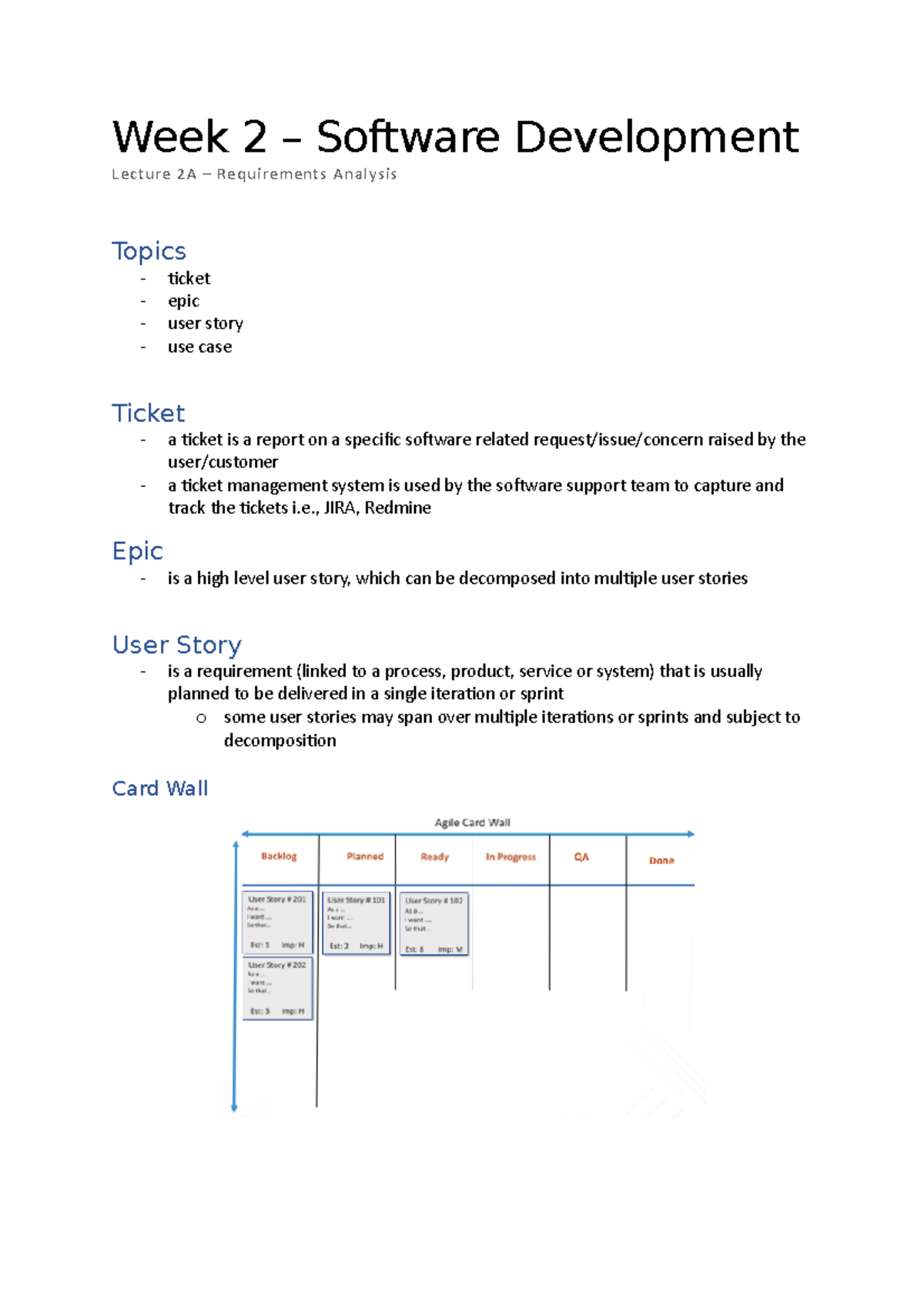 Week 2 Sd Lecture Notes For Week 2 In Course Introduction To Software Development Week 2