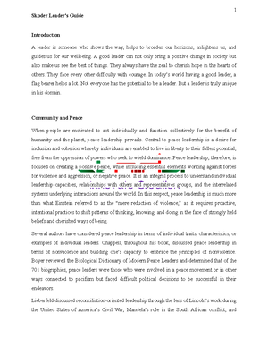 Skoder Leader's Guide - Skoder Leader's Guide Introduction A leader is ...