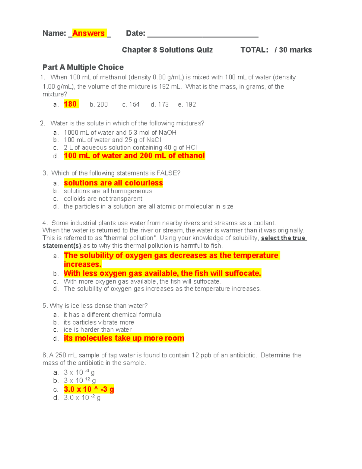 Quiz Ch 8 Solutions Jan 2022 answers - Name: _Answers _ Date ...