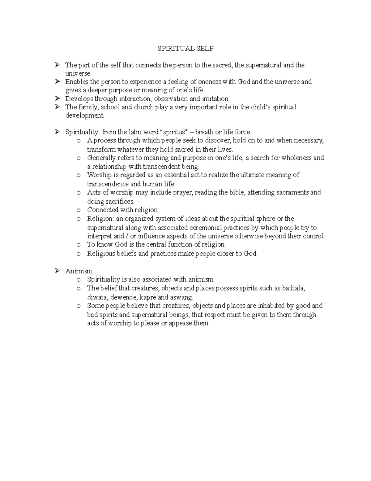 Spiritual SELF - Math is fun - SPIRITUAL SELF The part of the self that ...