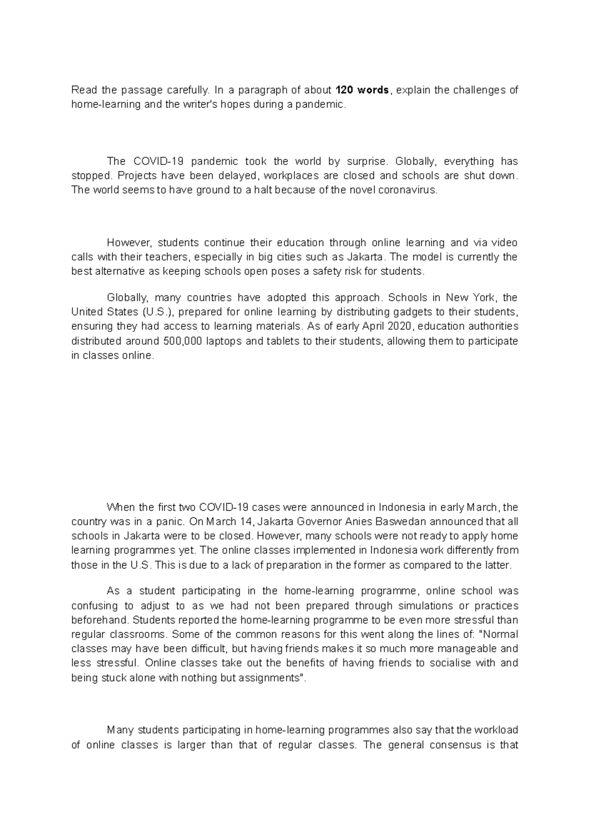 Summary TASK Group 5 - example of practice materials - Read the passage ...