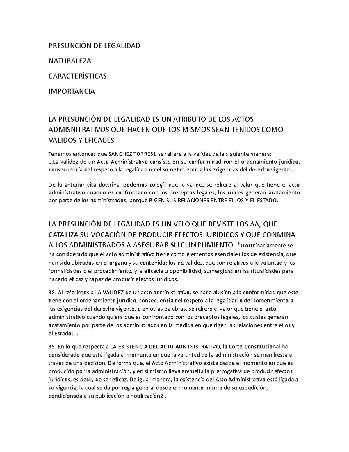 Presunción De Legalidad - PRESUNCIÓN DE LEGALIDAD NATURALEZA ...