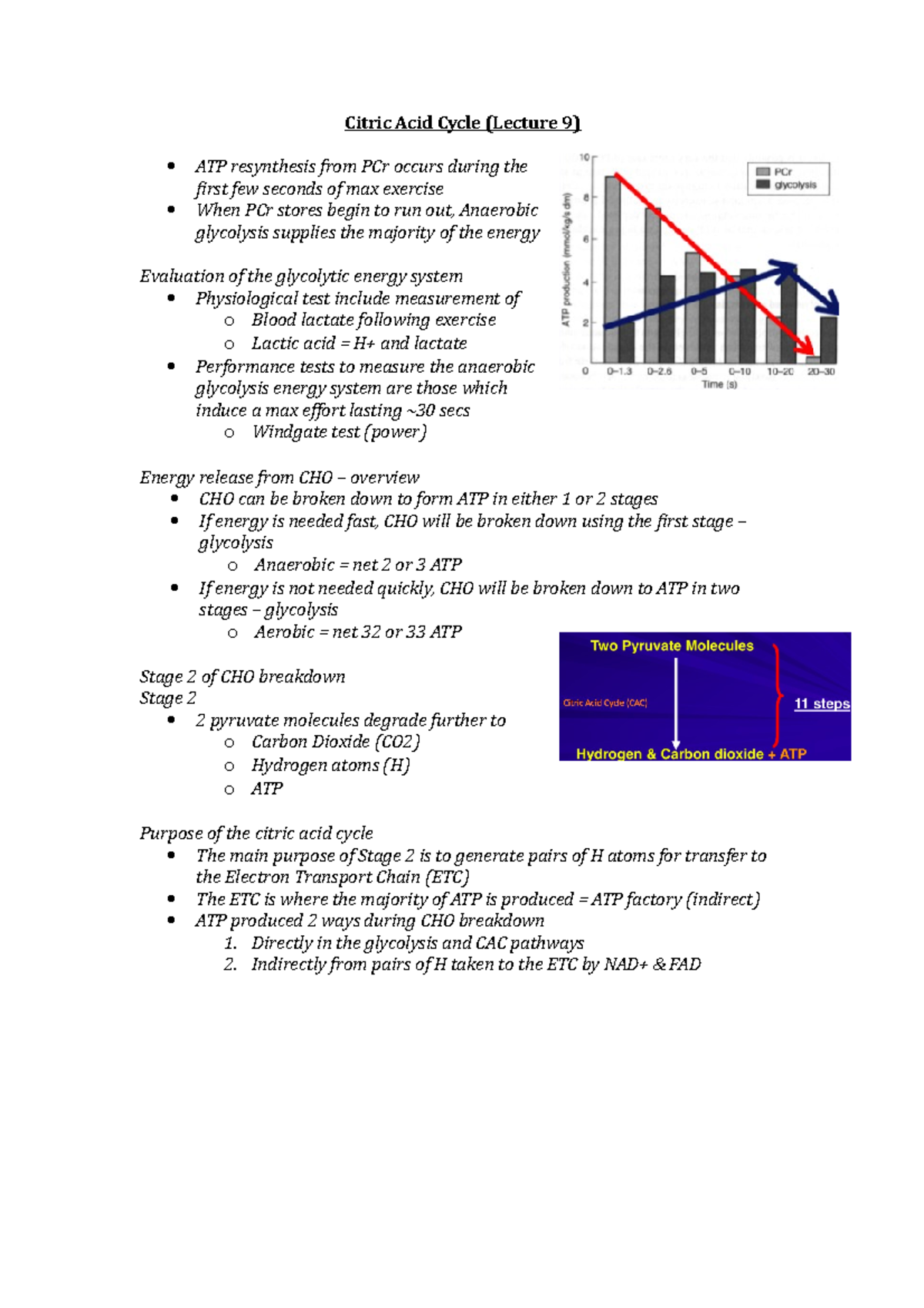 SSEH2260 Lec 9 Citric Acid Cycle - Citric Acid Cycle (Lecture 9) ATP ...