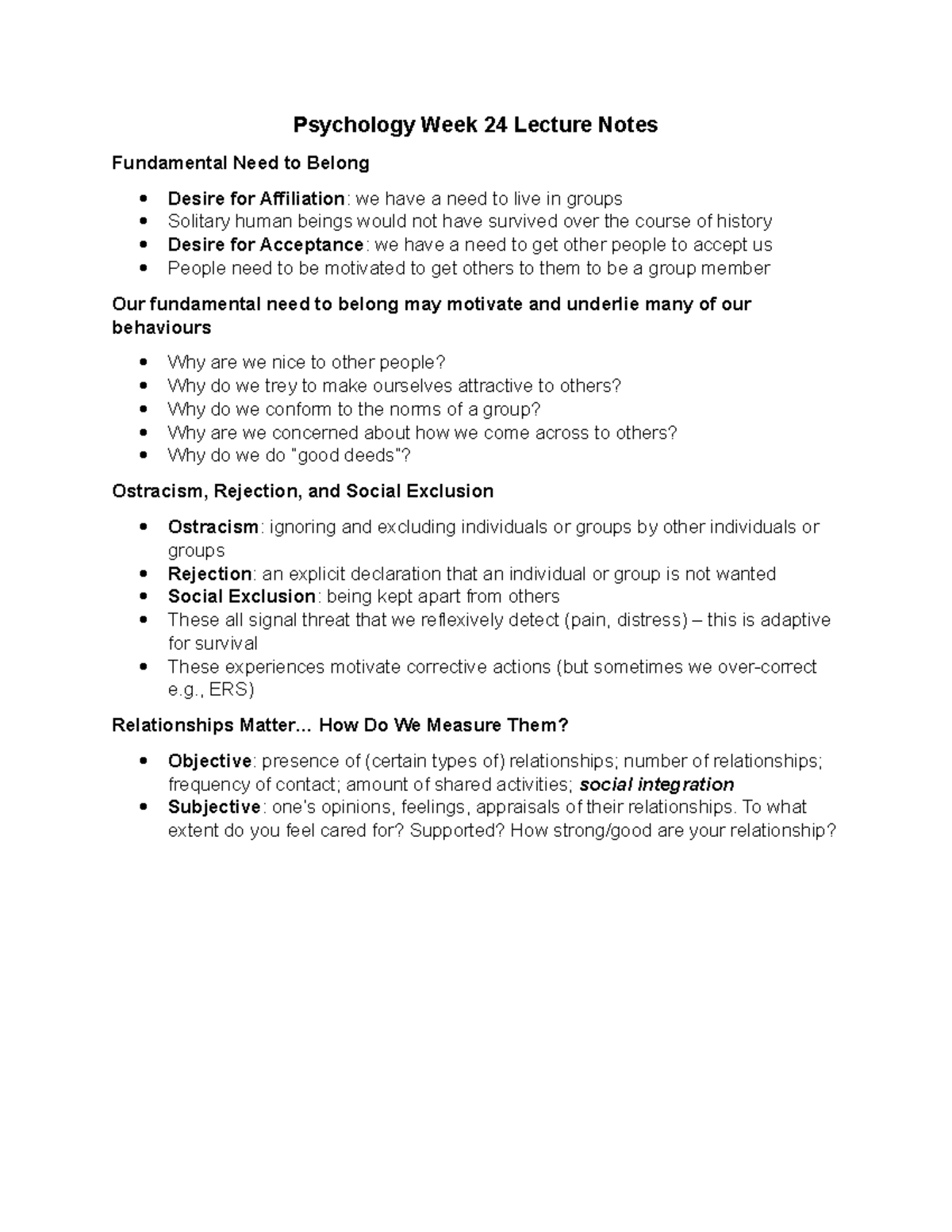 Psychology Week 24 Lecture Notes - Psychology Week 24 Lecture Notes ...