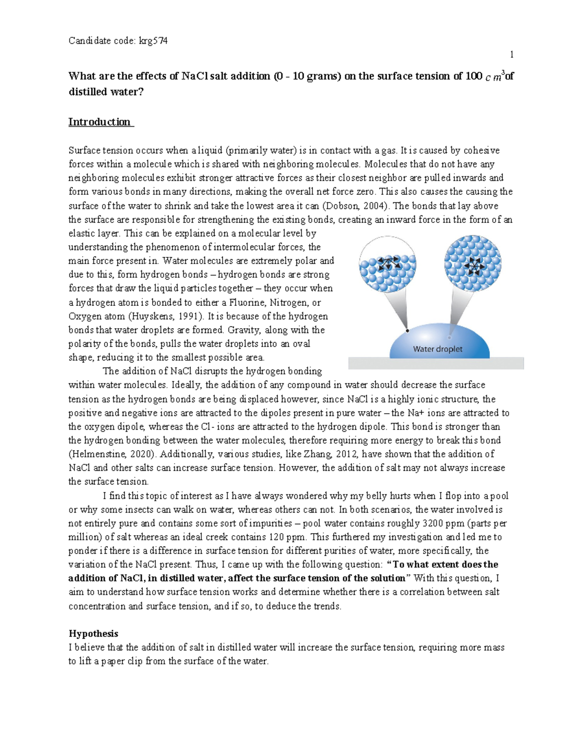Physics ia - 1 What are the effects of NaCl salt addition (0 - 10 grams ...