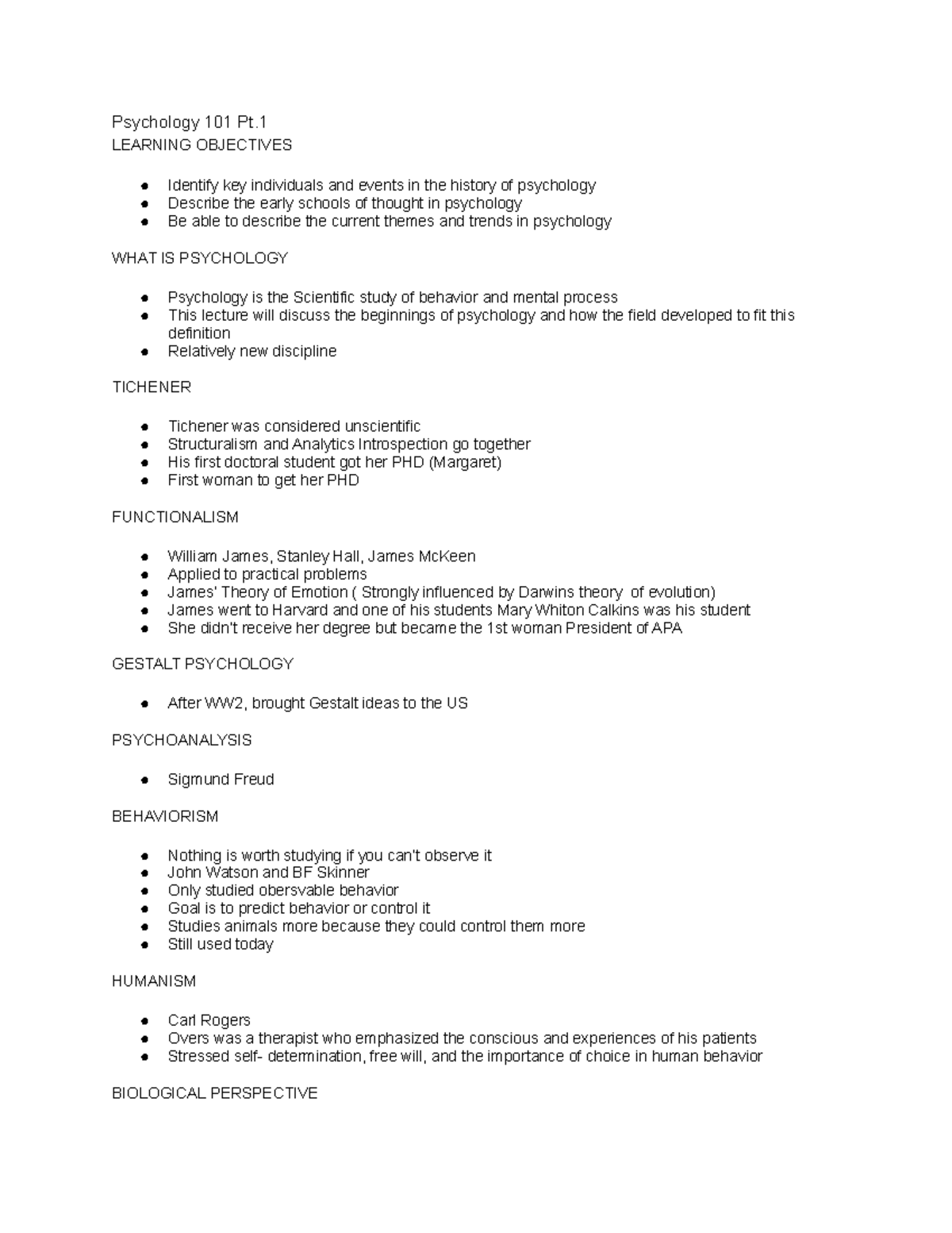 Psych 101 Pt - Lecture notes - Psychology 101 Pt. LEARNING OBJECTIVES ...