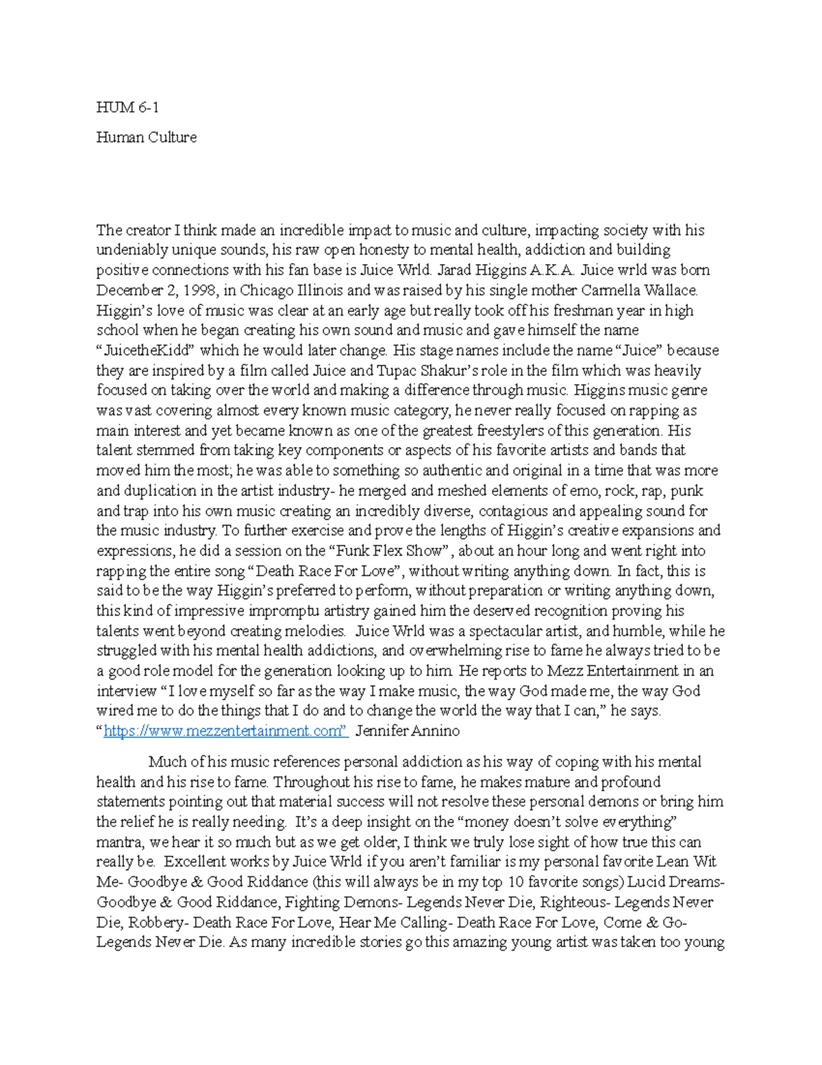 HUM 6-1 Human Culture - HUM 100 week 6 discussion - HUM 6- Human ...