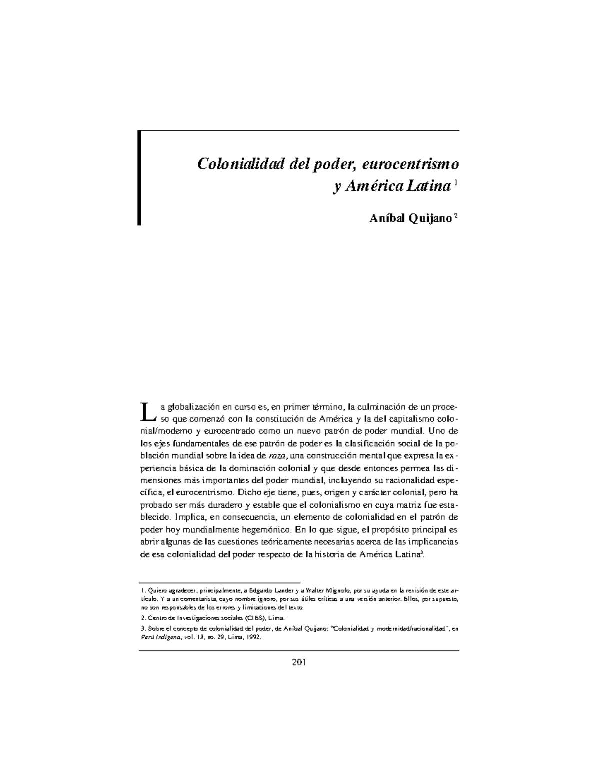 Quijano (2000 ) - serte - Colonialidad del poder, eurocentrismo y ...