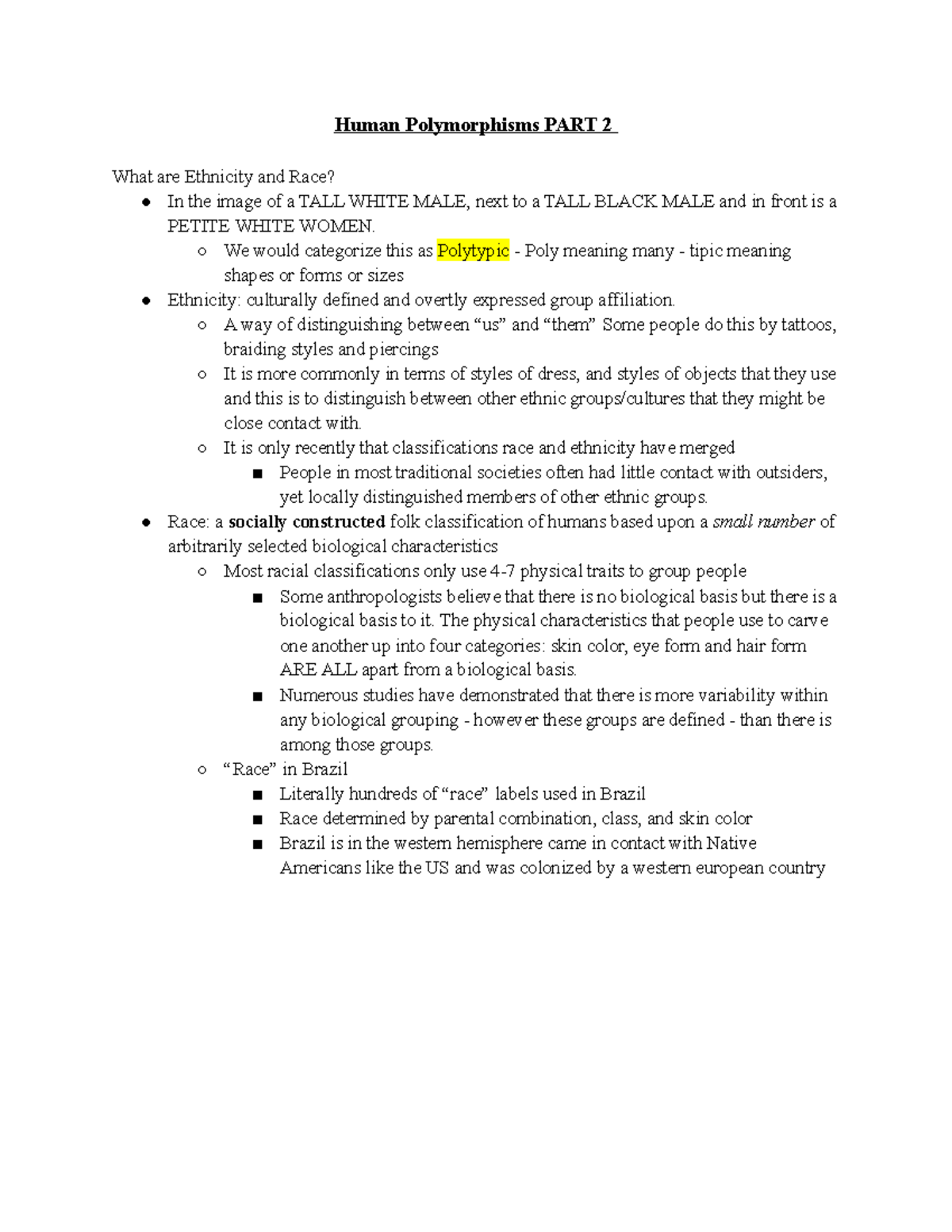 Human Polymorphisms - We would categorize this as Polytypic - Poly ...