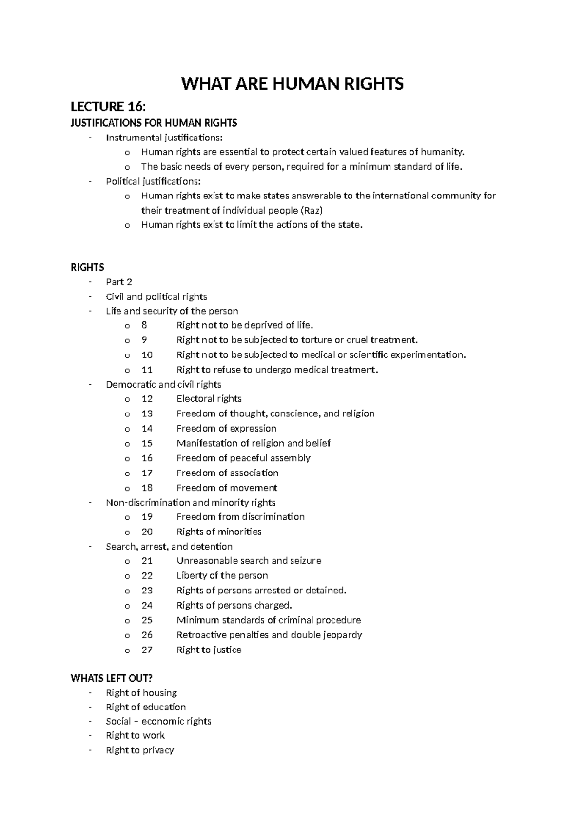 LAW 141 - Human Rights - Examination resource - WHAT ARE HUMAN RIGHTS ...