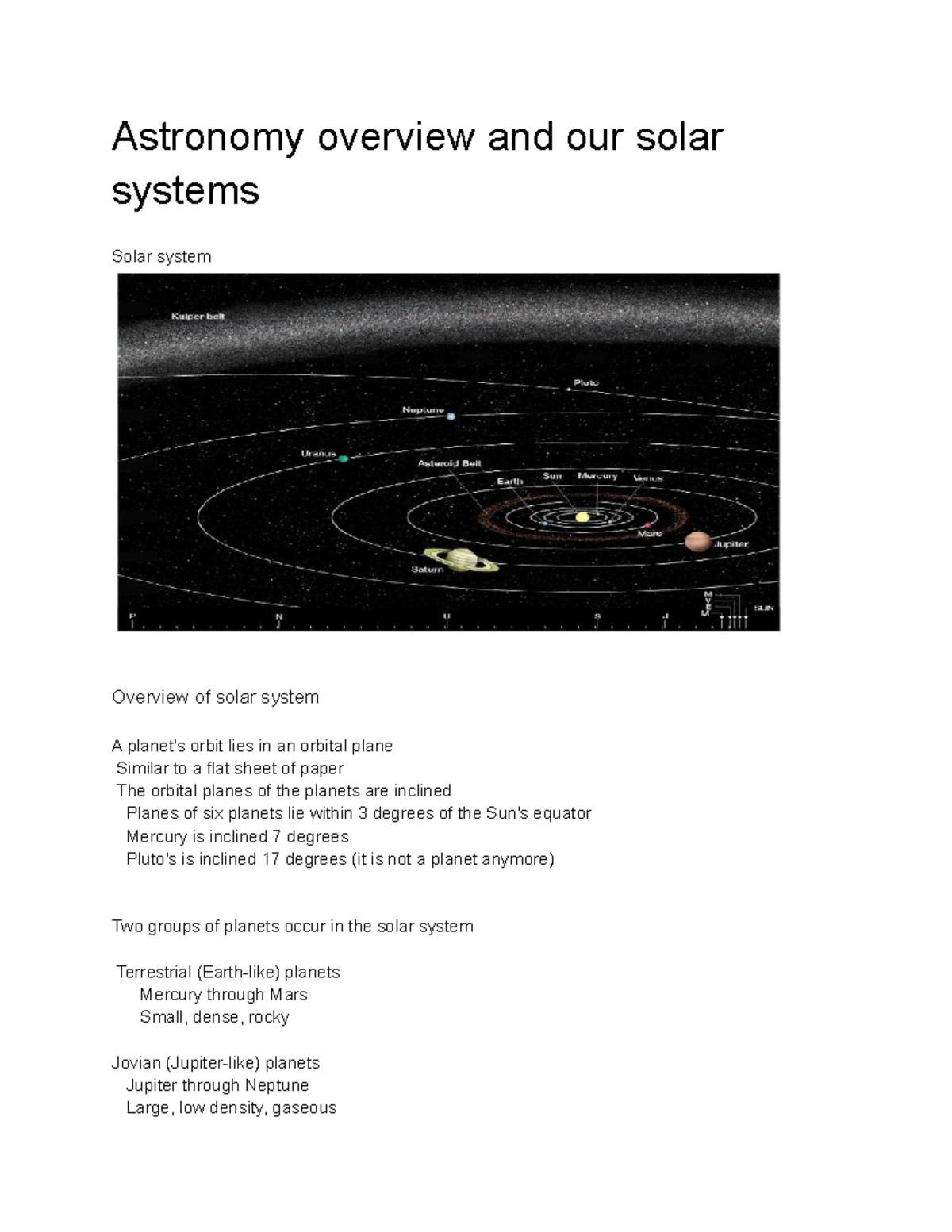 Astronomy overview and our solar systems - Astronomy overview and our ...