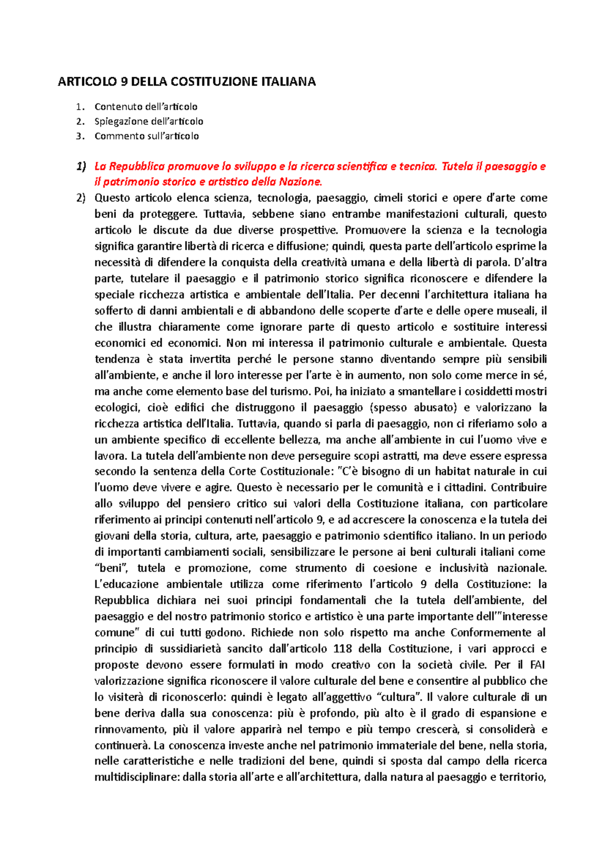 Articolo 9 Della Costituzione Italiana - ARTICOLO 9 DELLA COSTITUZIONE ...