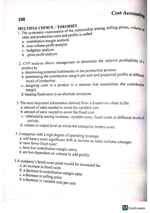 USRY 06 Process Cos`ing Theory - Chapter 6 PROCESS COSTING MULTIPLE CHOICE Question Nos. 1, 7-12 ...