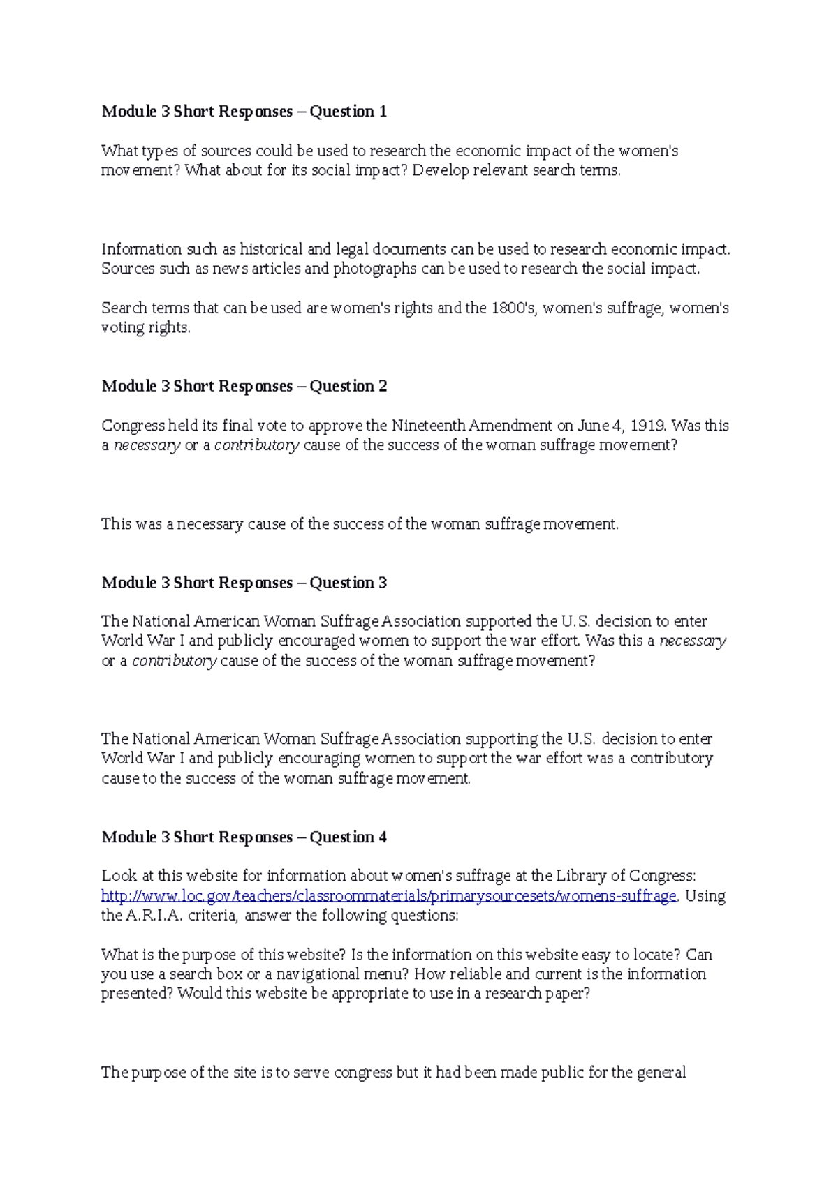 HIS 200 Applied History week3 - Module 3 Short Responses – Question 1 ...