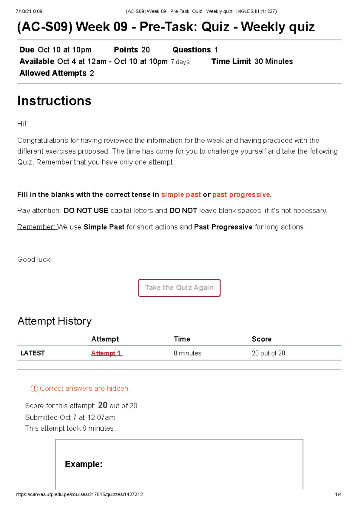 (AC-S09) Week 09 - Pre-Task Quiz - Weekly quiz Ingles III (11227) - (AC ...