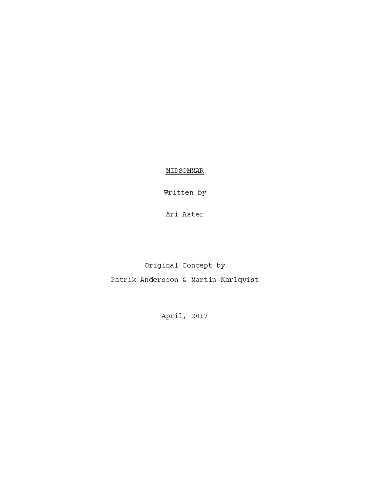 Midsommar-script-pdf - MIDSOMMAR Written Ari Aster Original Concept ...