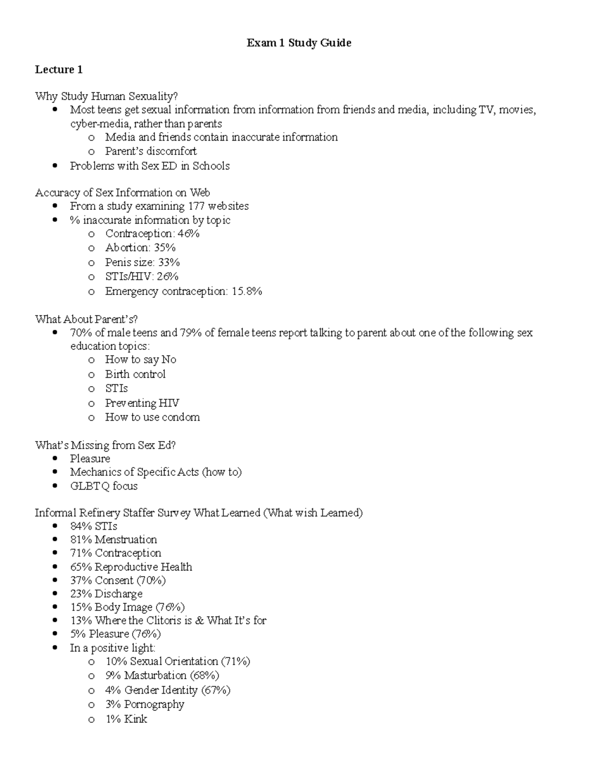 Exam 1 Study Guide - Exam 1 Study Guide Lecture 1 Why Study Human ...