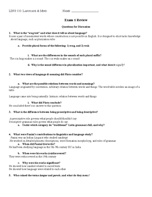 Linguistics Outline 3 - Linguistics 110: Language and Mind Sereno Print ...