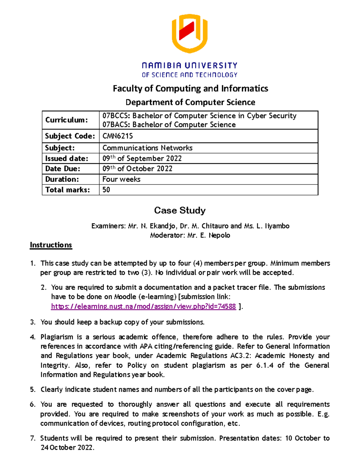 Case study - I need - Faculty of Computing and Informatics Department of Computer Science Case ...