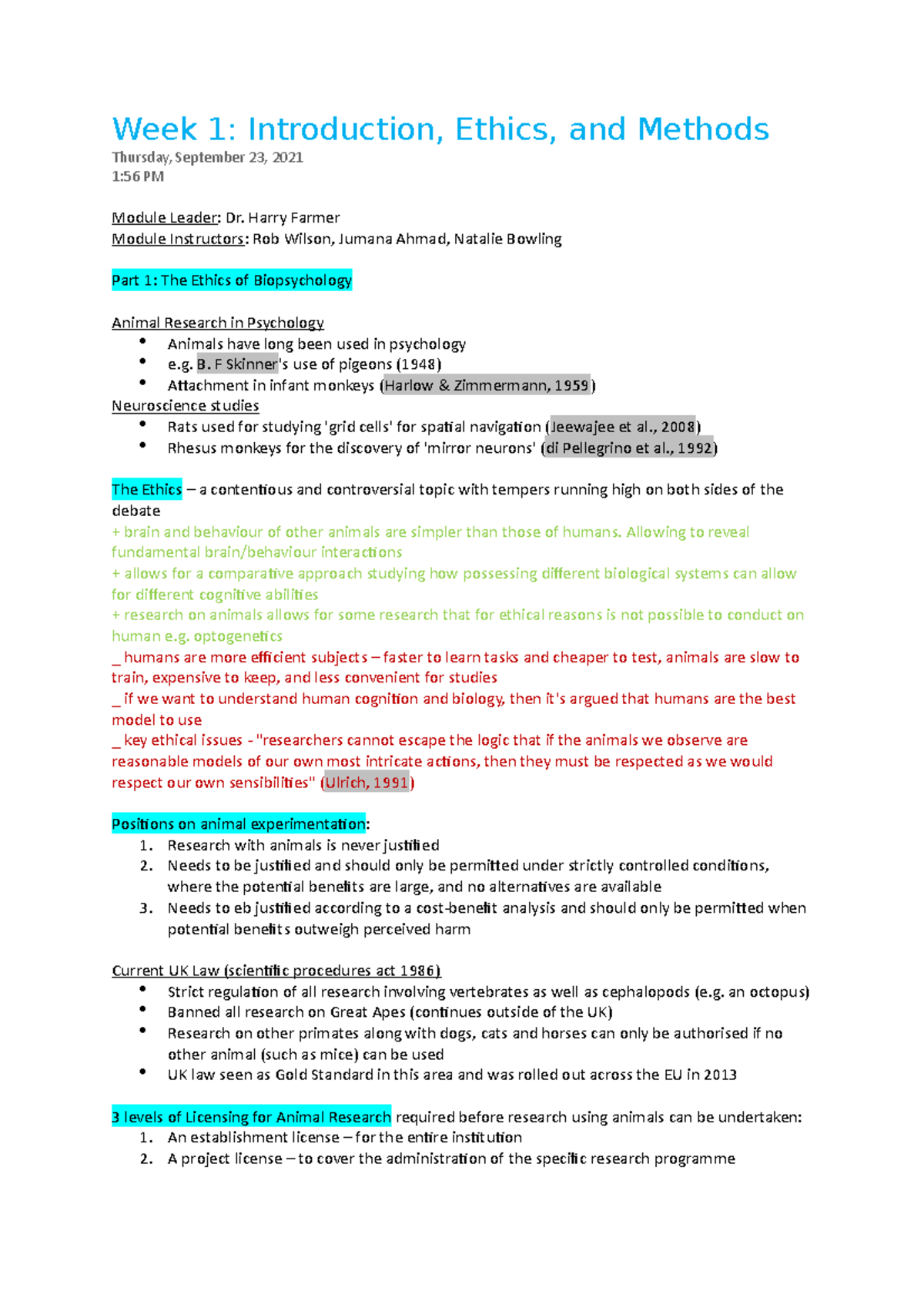 Week 1 Introduction, Ethics, and Methods - Week 1: Introduction, Ethics ...