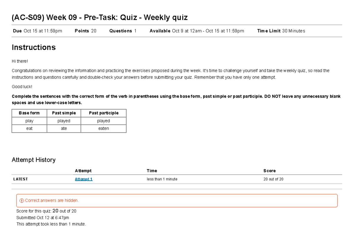 (AC-S09) Week 09 - Pre-Task Quiz - Weekly quiz Ingles IV - (AC-S09) Week 09 - Pre-Task: Quiz ...