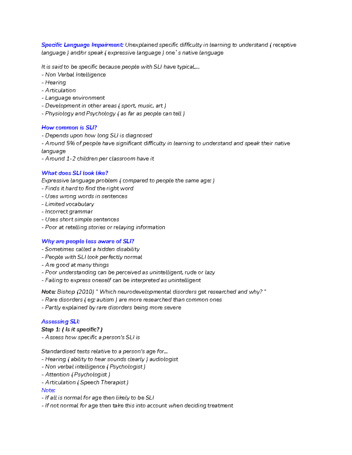 Week 4 Specific Language Impairment - Specific Language Impairment ...