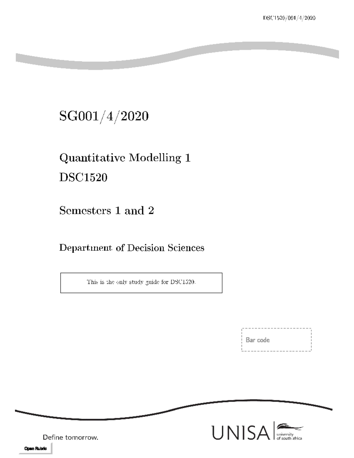 DSC1520 2022 SG P1 - 37 Linear functions Study guide - DSC1520 - Studocu